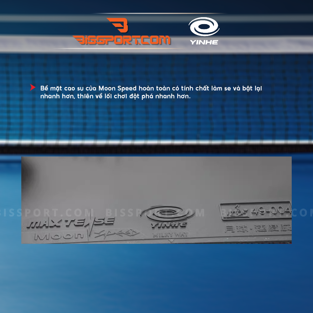 Mặt Vợt Bóng Bàn Yinhe Moon Speed Chính Hãng - Lót Bọt Khí - Cực Êm, Nảy, Xoáy, Dễ Đánh, Độ Bền Cao